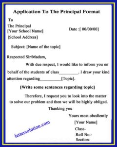 Application To The Principal With 20+ Sample » Letter Solution